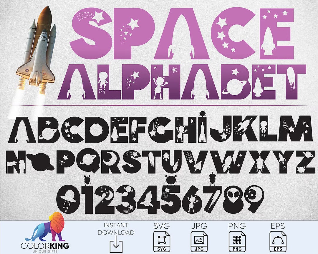 Kids Space Letters SVG, Solar System Alphabet, Galaxy Letters SVG, Moon ...