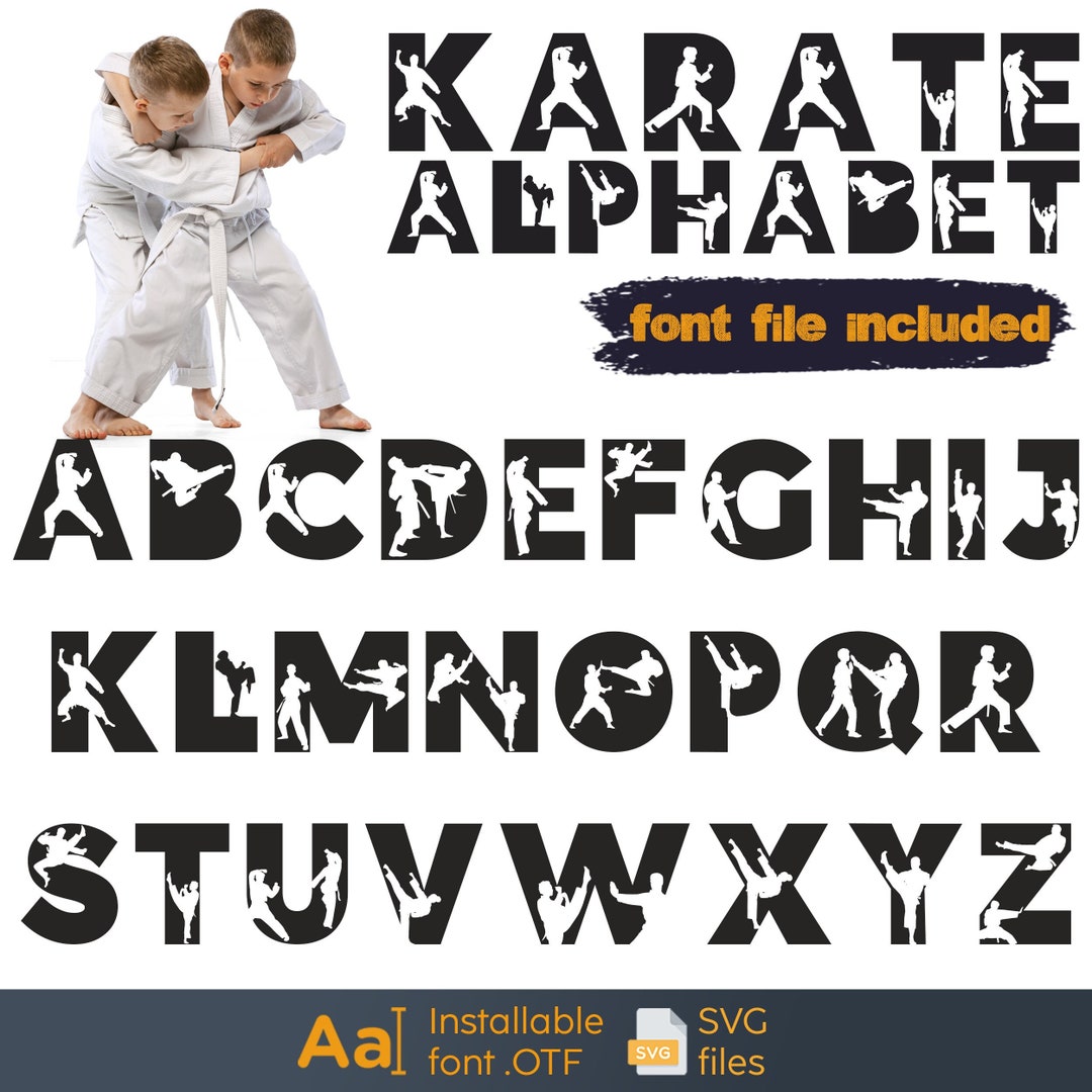 Karate Font, Karate Svg Clipart, Taekwondo Font, Martial Letters, Sport Font, Boys Letetrs Room ...
