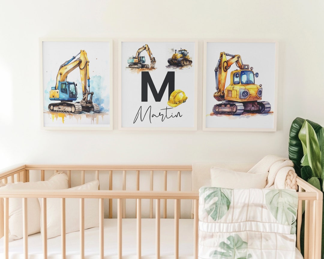 Personalized Construction Vehicles With Initial and Name Print, Boys ...