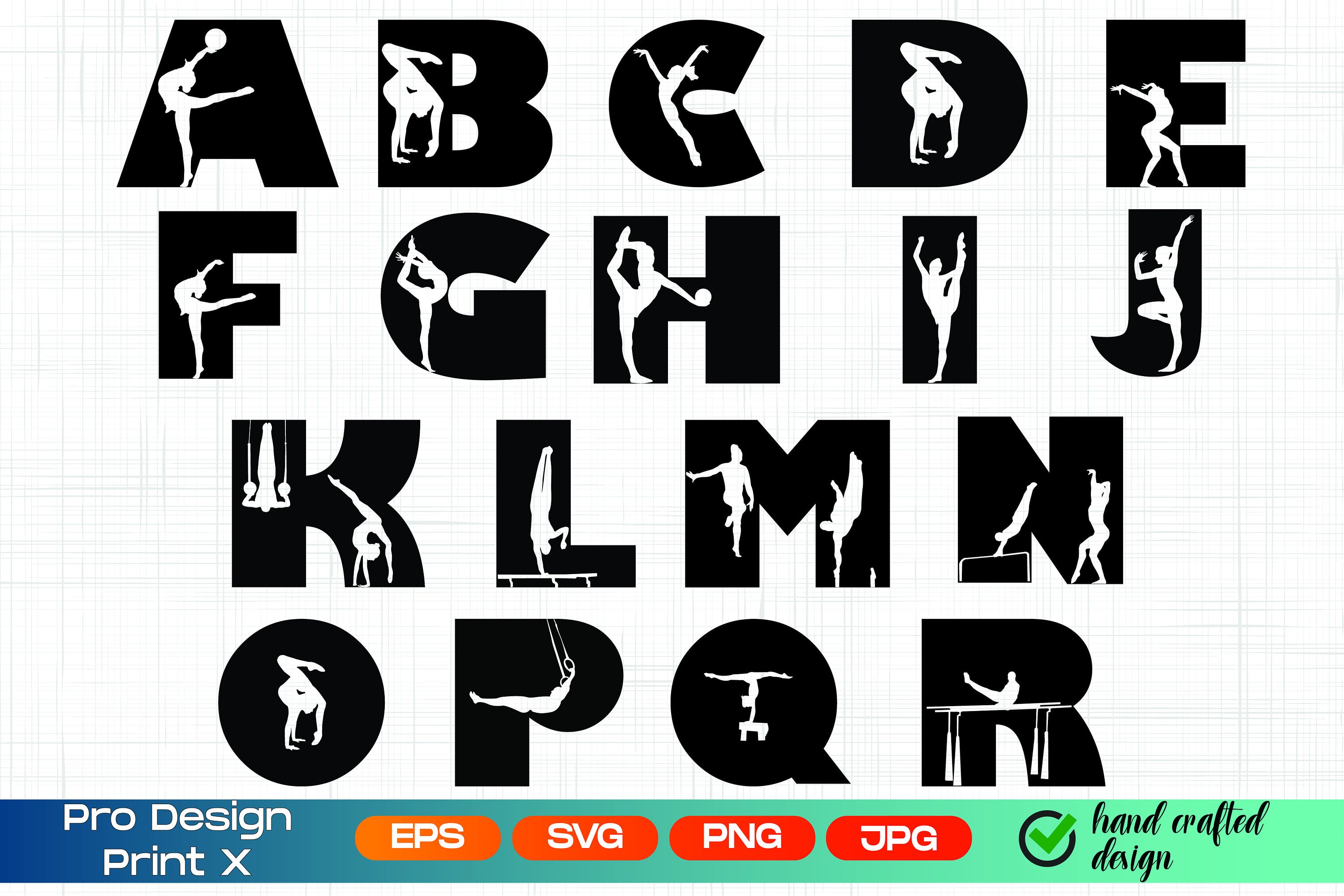 Gymnastics svg Gymnastics alphabet Gymnast letters svg | Etsy