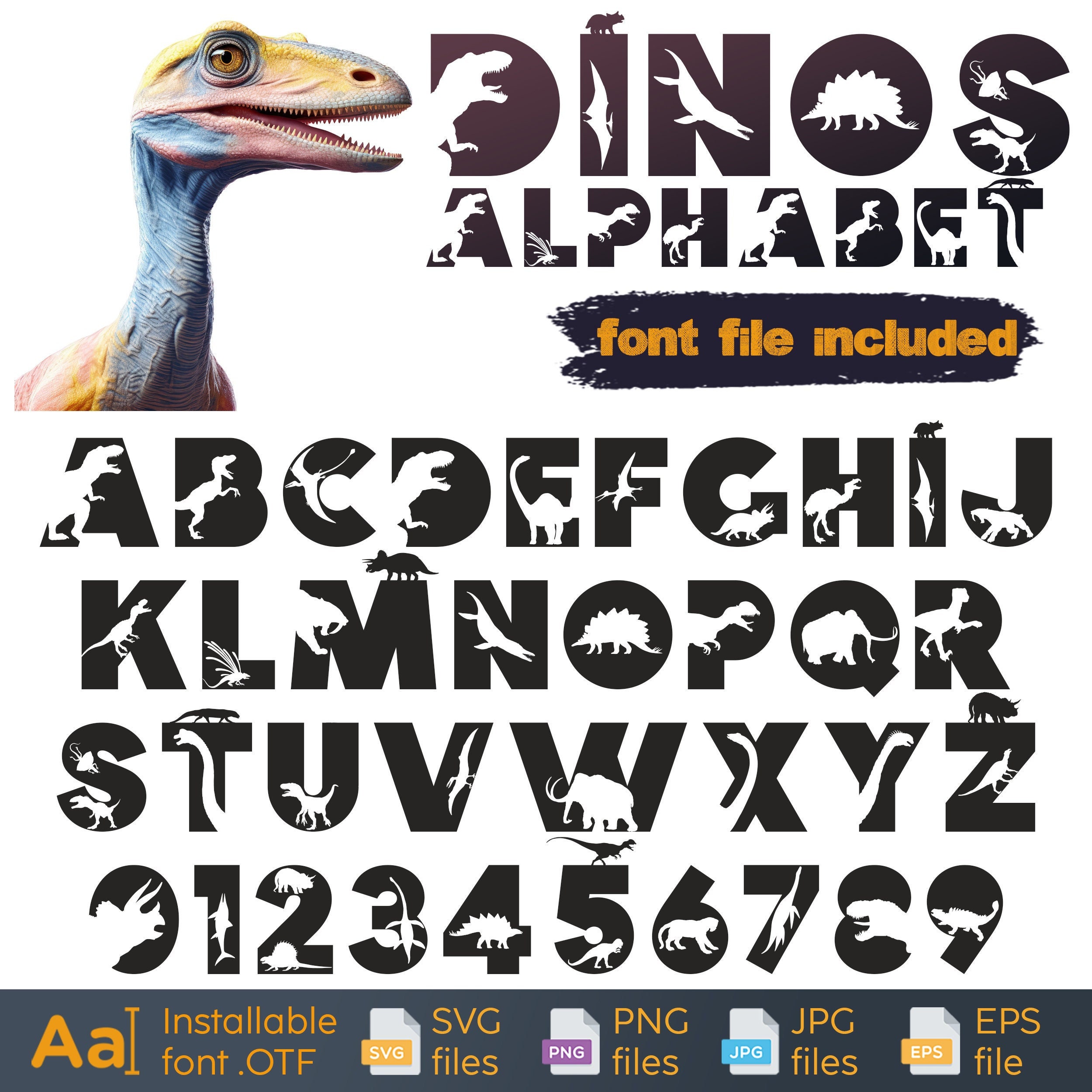 Letras de Dino svg, Alfabeto de dinosaurios svg, Cumpleaños de ...