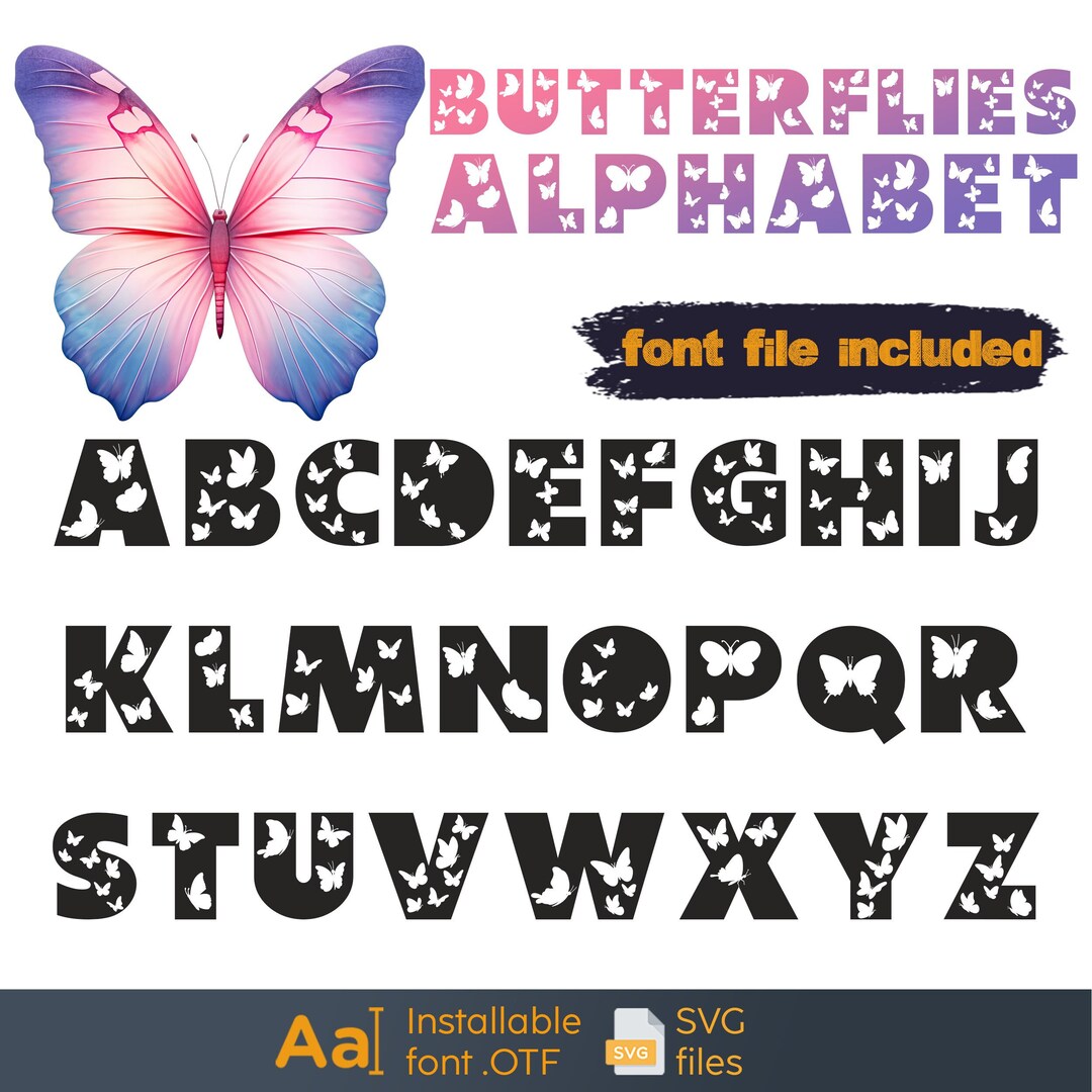 Butterflies Font, Butterfly Letters, Girls Cut Name, Butterflies ...