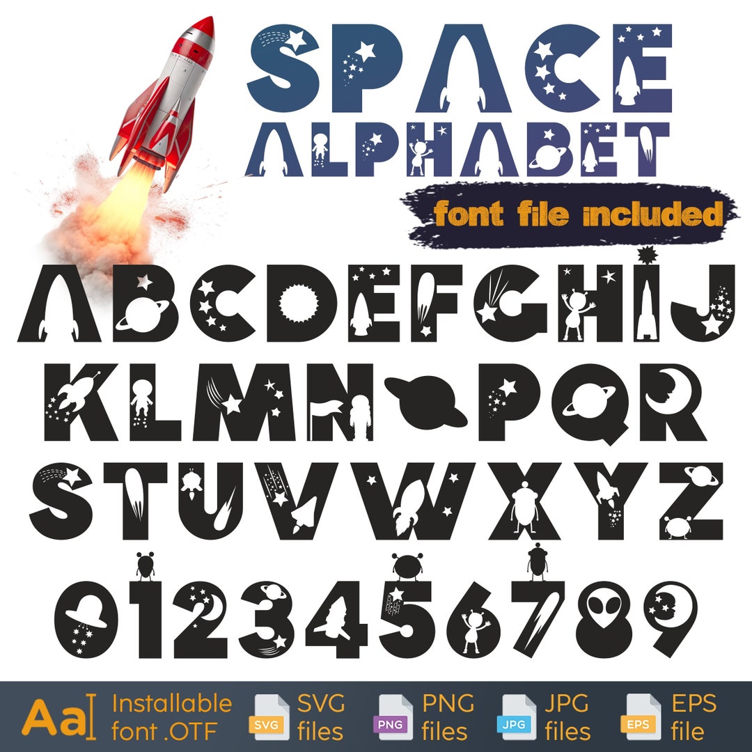 Kids Space Letters SVG, Solar System Alphabet, Galaxy Letters SVG, Moon ...