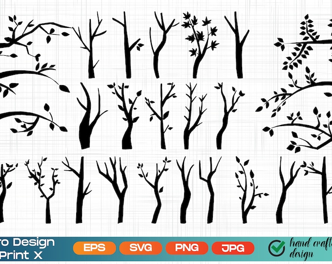 Tree Branch Svg Branch Silhouettes Leaf Branch Clipart Tree | Etsy