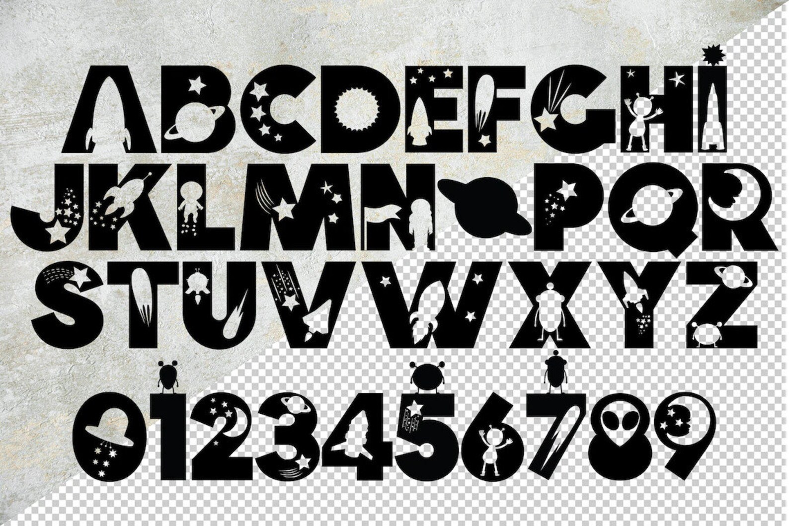 Kids Space Letters SVG, Solar System Alphabet, Galaxy Letters SVG, Moon ...