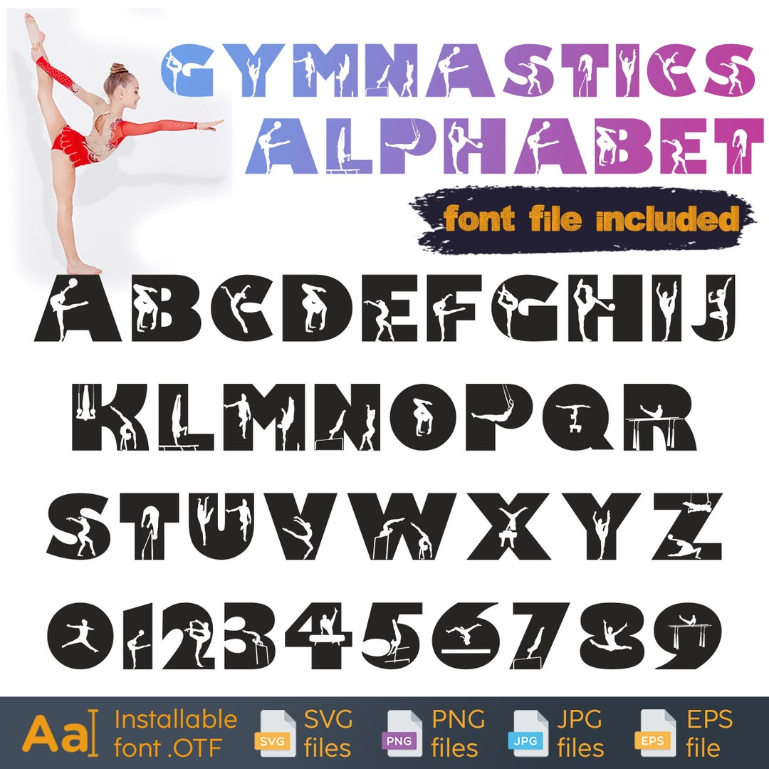 Gymnastics Svg, Gymnastics Alphabet, Gymnast Letters Svg, Gymnast ...