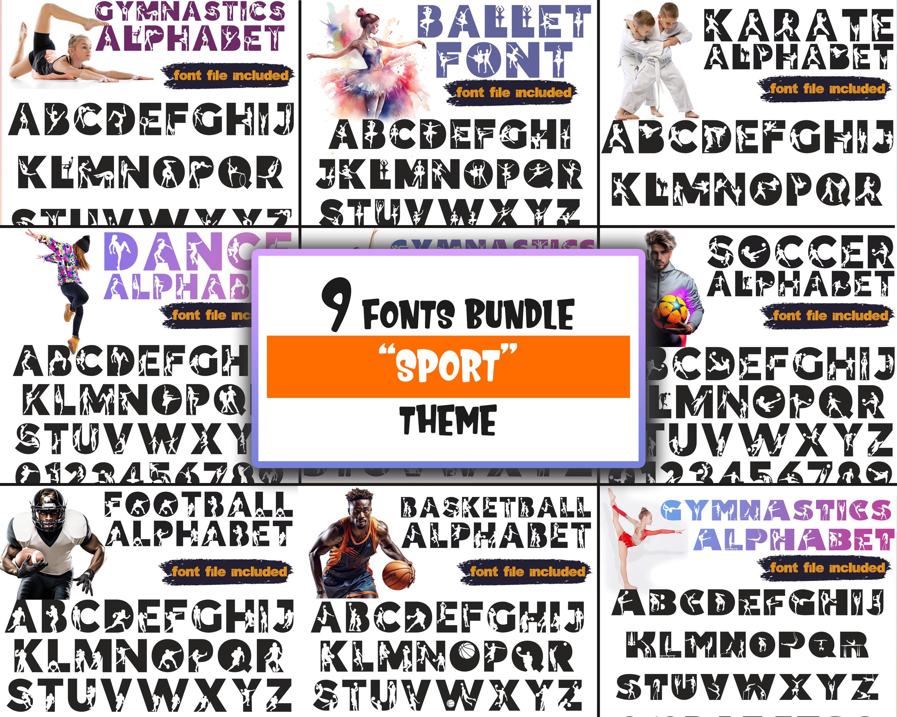 9 Fonts Bundle Sports Fonts Bundle Gymnastics, Dance, Hip Hop, Ballet ...