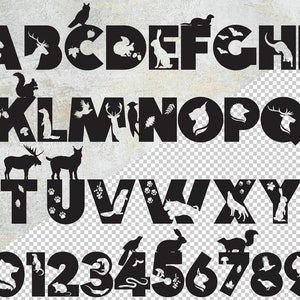 Wildlife Animals Letters SVG, Forest Animals Alphabet SVG, Woodland ...