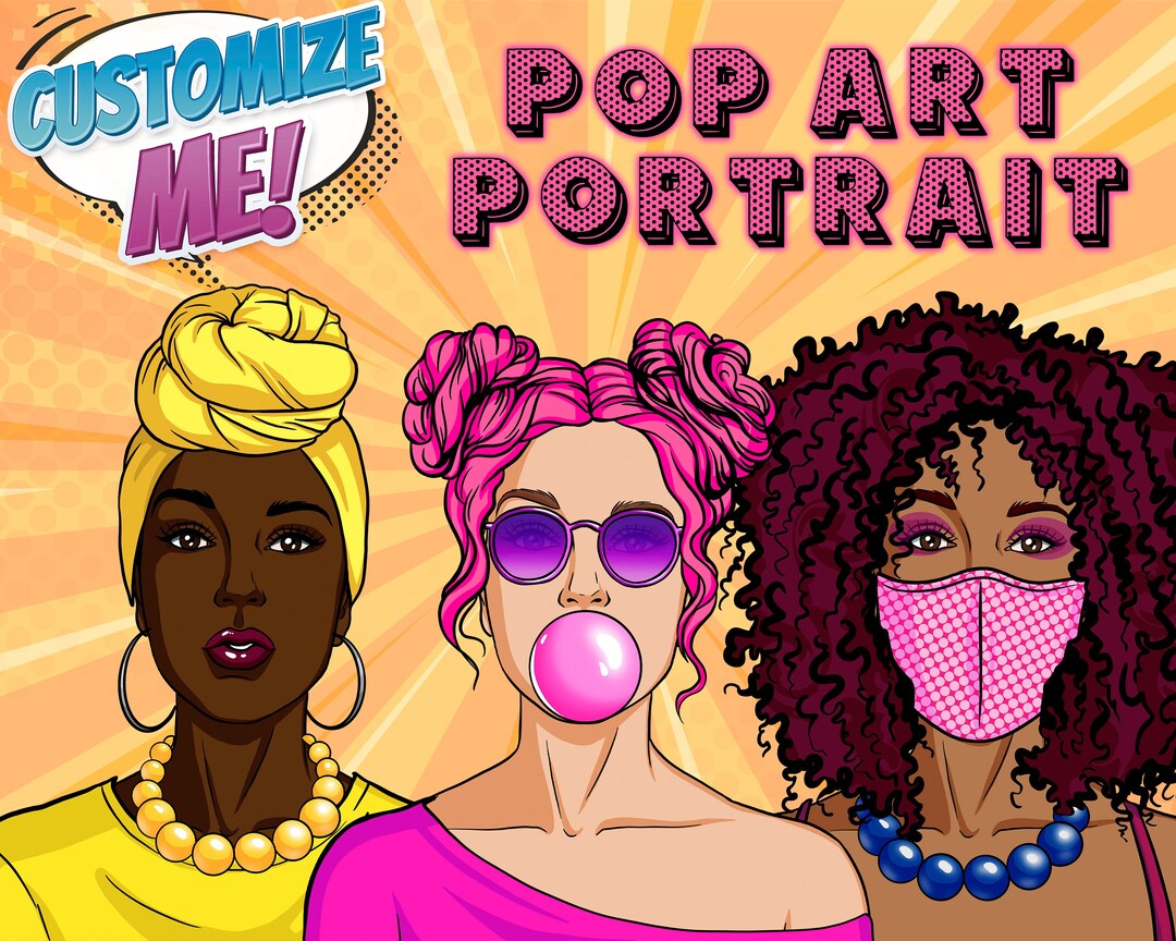 Custom Pop Art Portrait, Cartoon Girl Portrait, Personalized POP ART ...