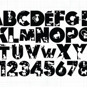 Kitty Alphabet Svg, Cat Letters, Kids Alphabet and Numbers, Cat Lover ...
