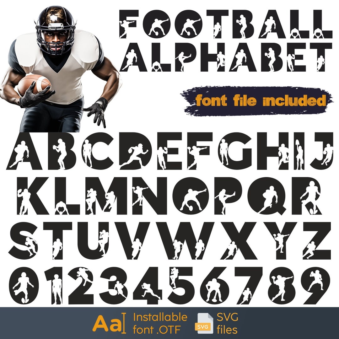 American Football Font, Football Letters and Numbers, American Football ...