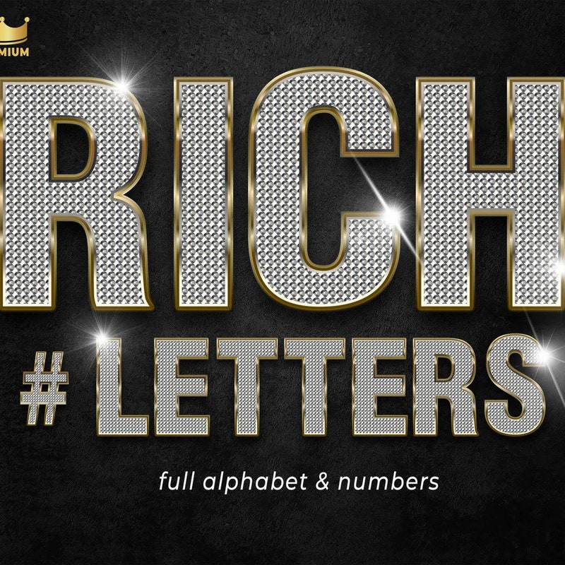 Rhinestone Gold Font - Etsy