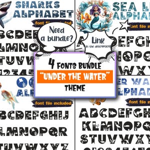 Shark Letters SVG, Fish Ocean Alphabet Svg, Underwater Silhouette Svg ...