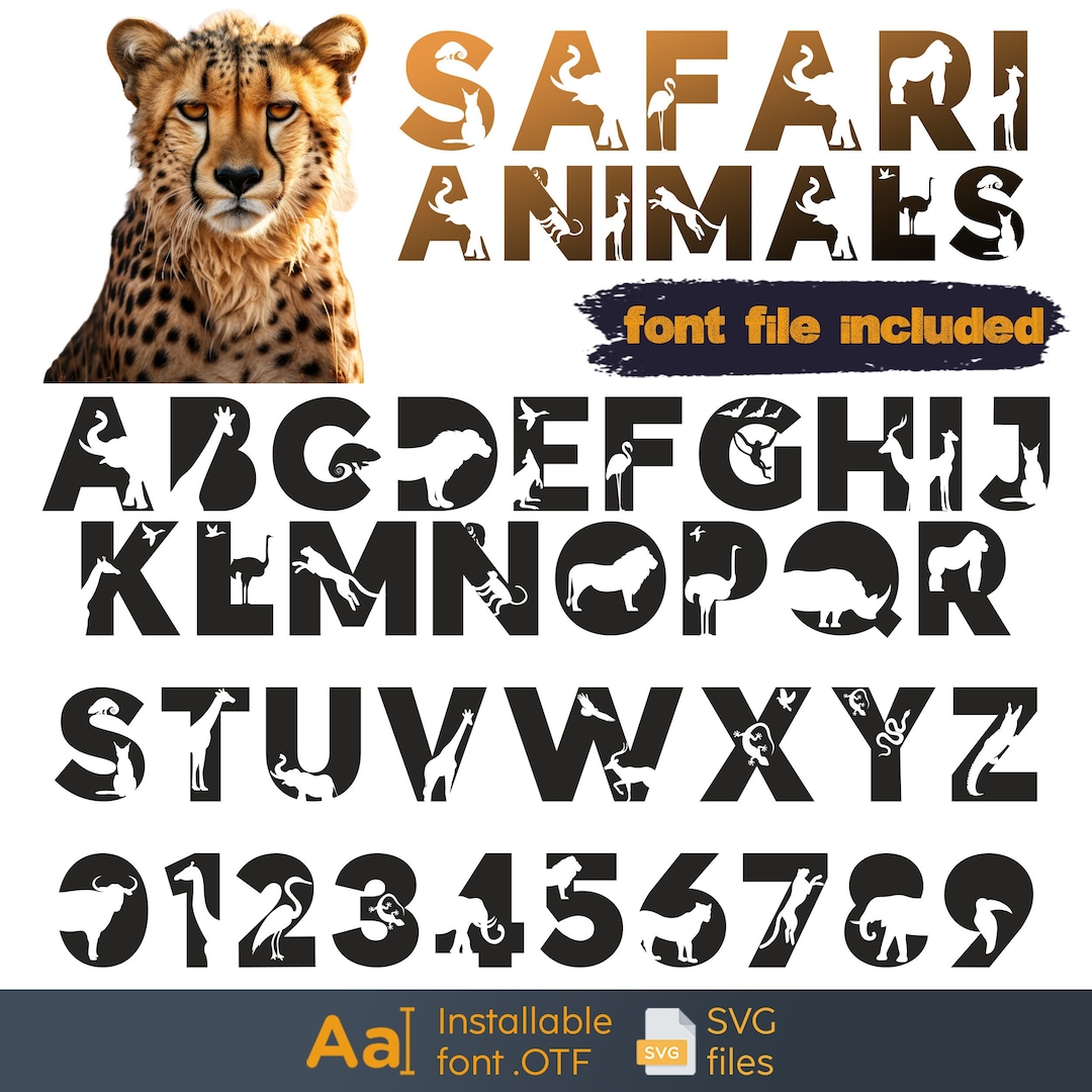 Jungle Safari Animals Font, Kids Craft Font, Wildlife Letters, Fancy ...