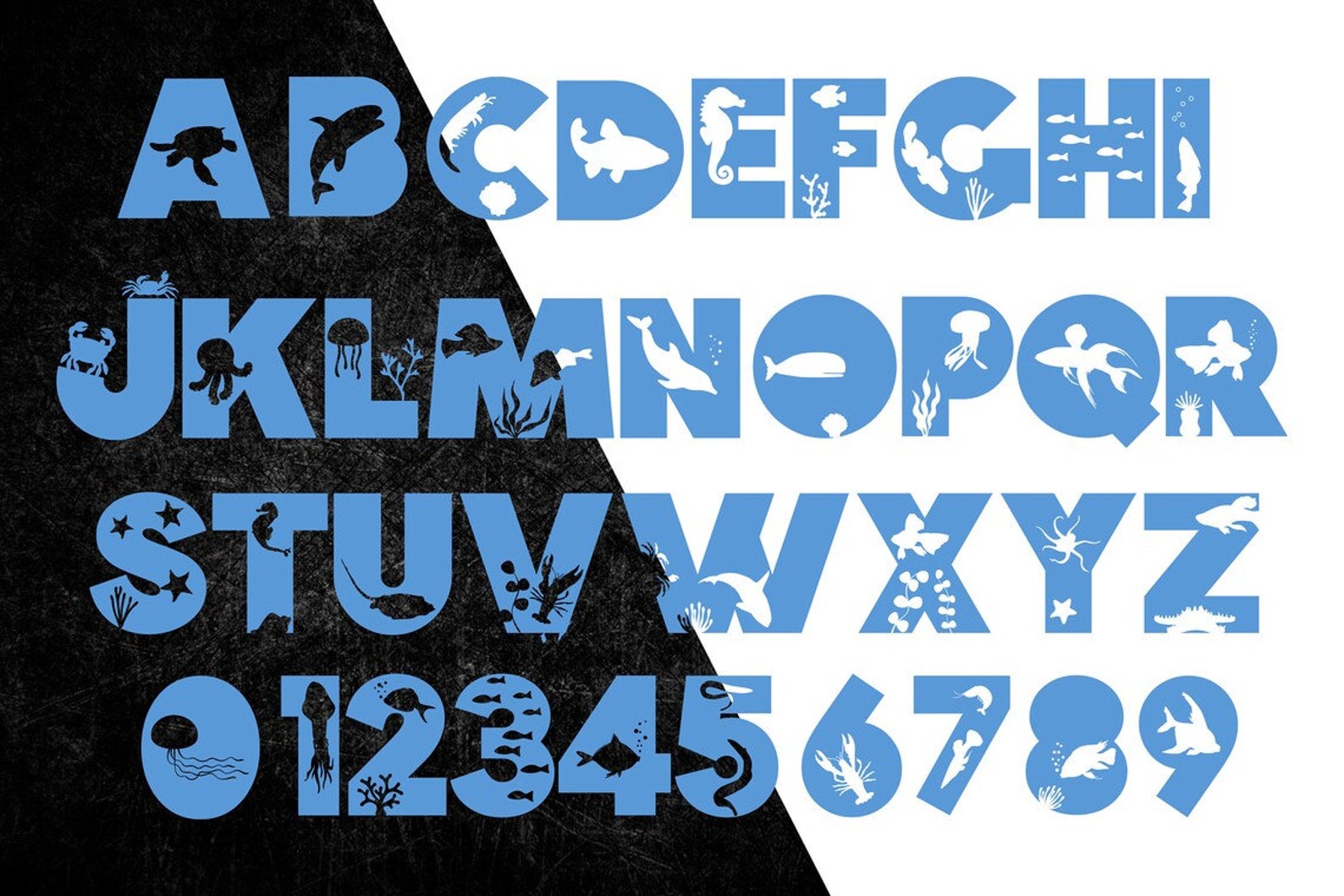 Ocean Letters SVG, Under Water Alphabet SVG, Ocean Room Decoration ...