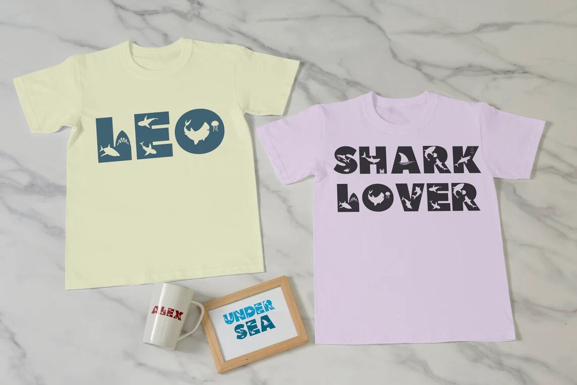 Shark Letters SVG, Fish Ocean Alphabet Svg, Underwater Silhouette Svg ...