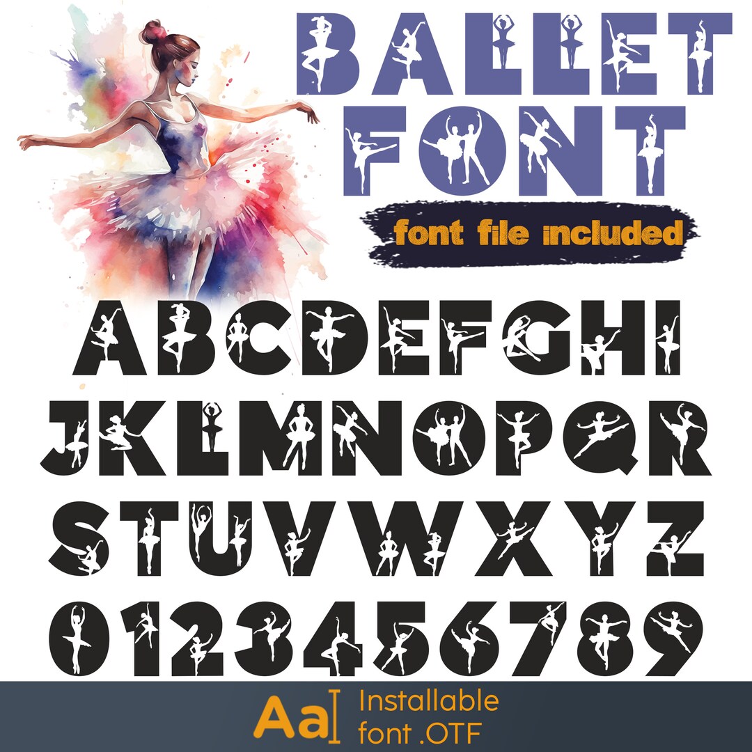Ballet Font OTF, Ballet Letters and Numbers, Dance Font, Ballet Shirt ...