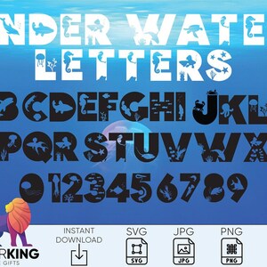 Ocean Letters SVG, Under Water Alphabet SVG, Ocean Room Decoration ...