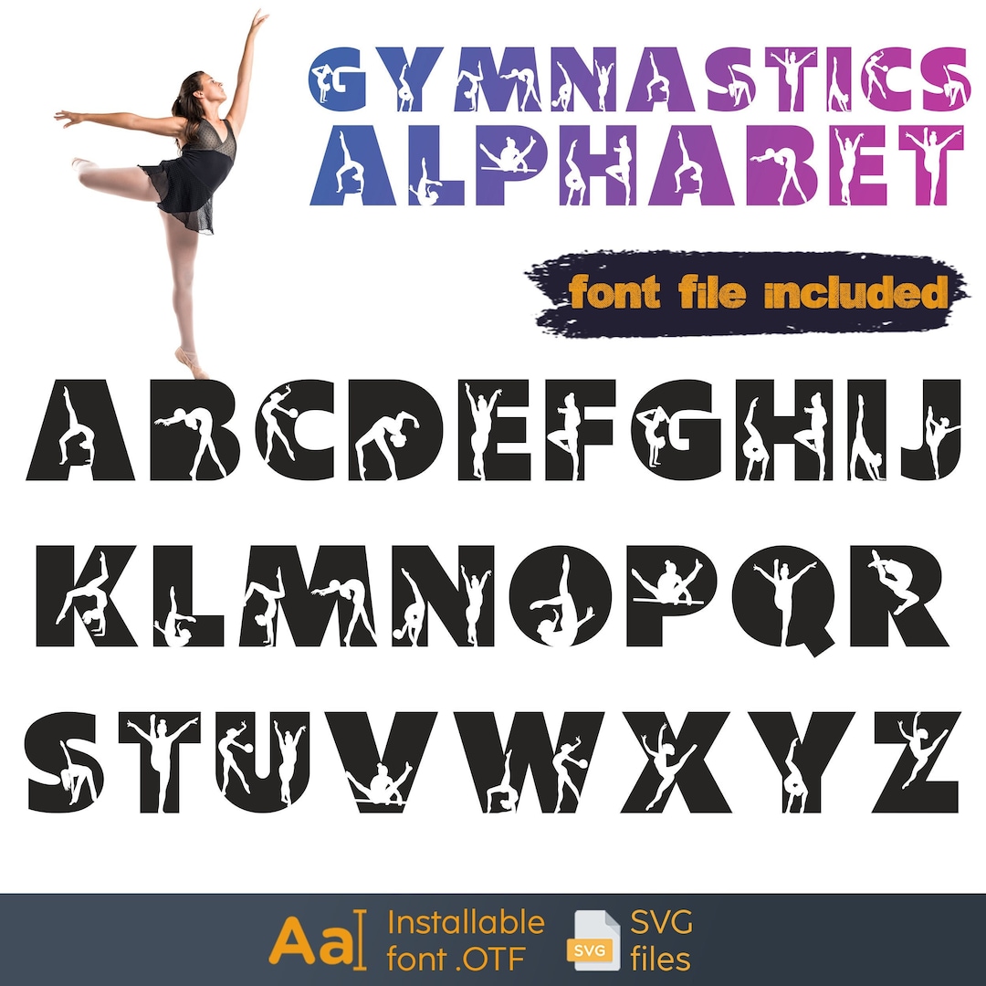 Gymnastics Font, Gymnastics Mom Svg, Gymnast Alphabet, Sport Font ...