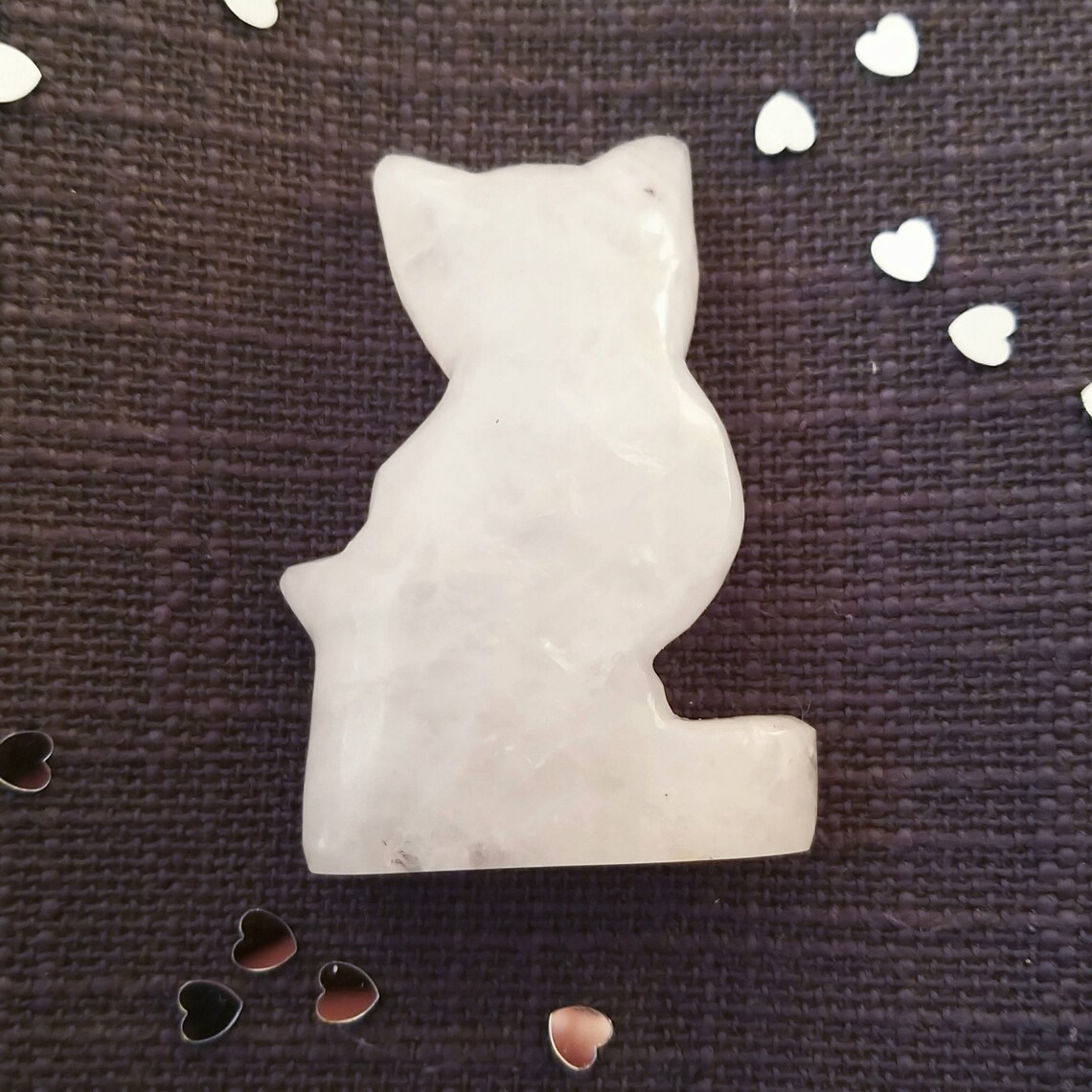 White Jade Cat Figurine Sculpture 60mm Crystal Cat Carving | Etsy