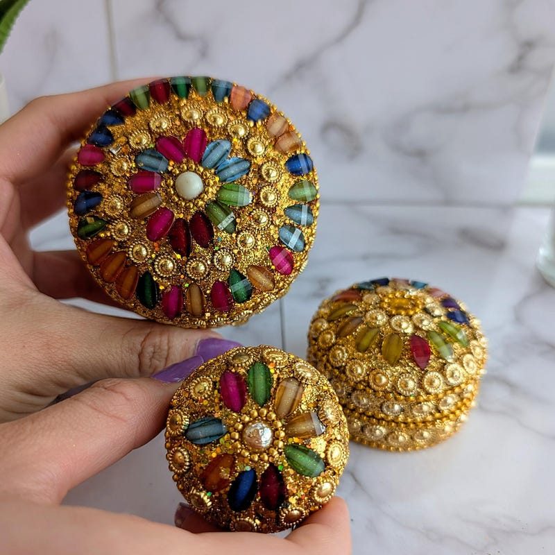 Pink Jeweled Trinket Box - Etsy UK