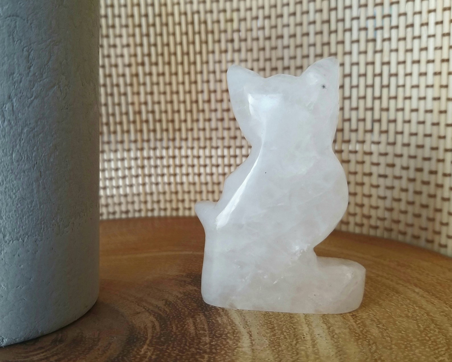 White Jade Cat Figurine Sculpture 60mm Crystal Cat Carving | Etsy