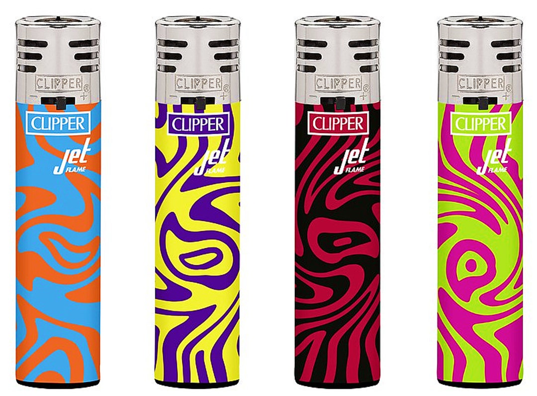 4 X Rare Windproof Jet Flame Pattern Clipper Lighters Funny Cool ...