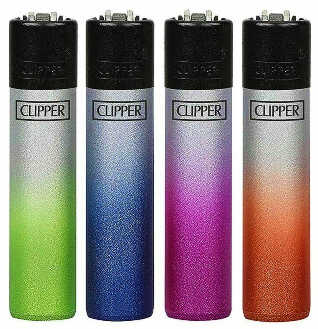 Silver Colour Gradient Clipper Lighters Rare Cool Lighter Clippers Gas ...