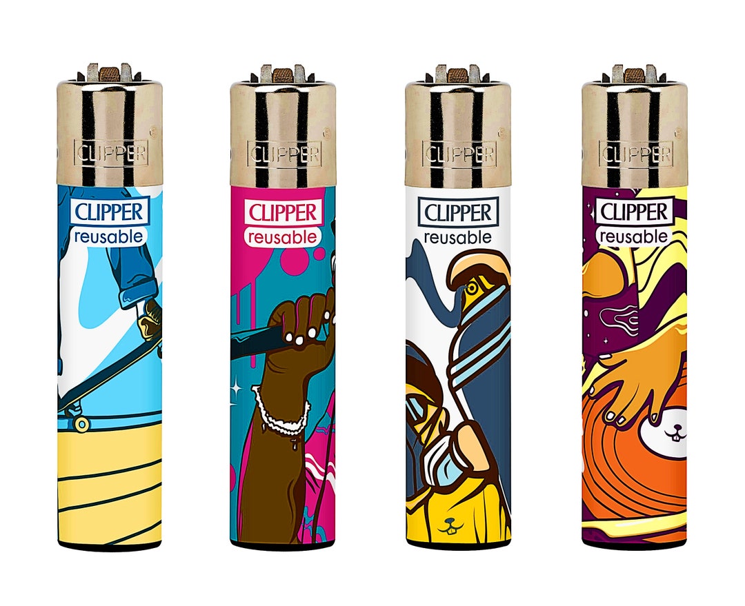 4 X Urban Graffiti RARE Clipper Lighters Unique Funny Cool Clippers ...