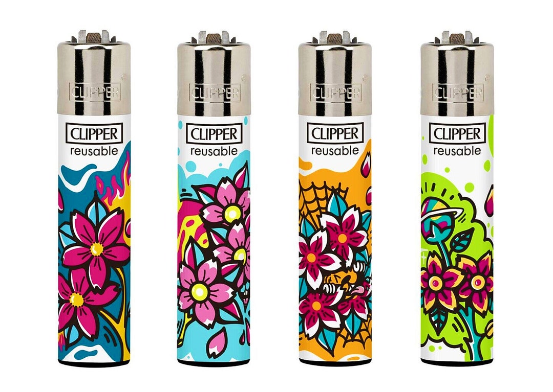 4 X Rare Bright Flowers Clipper Lighters Funny Cool Clippers Floral ...