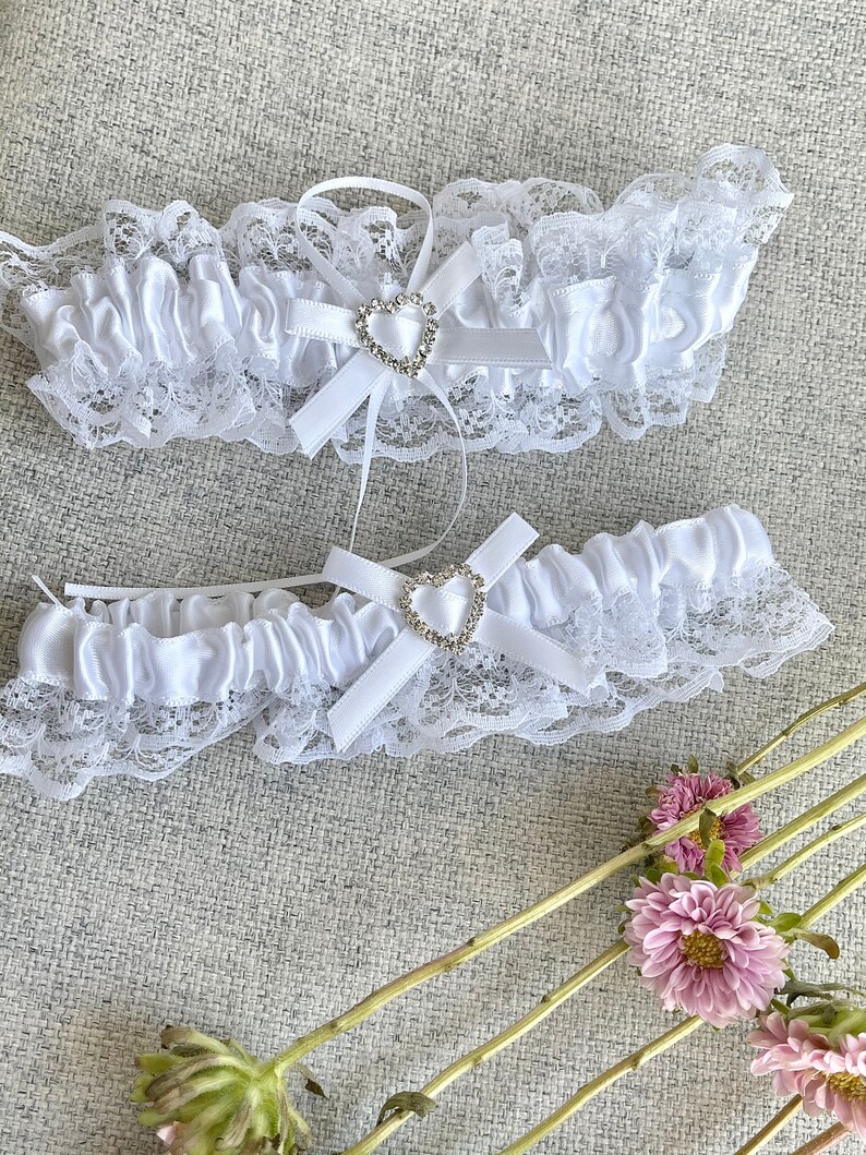 Embroidered Wedding Stretch Lace Garter Set/bridal Garter Set/crystal ...