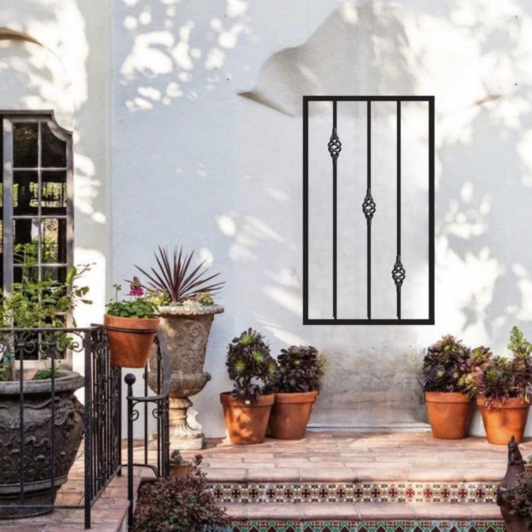 Hand Forged Scroll Baluster Trellis, Modern Twist Scroll Panel for ...