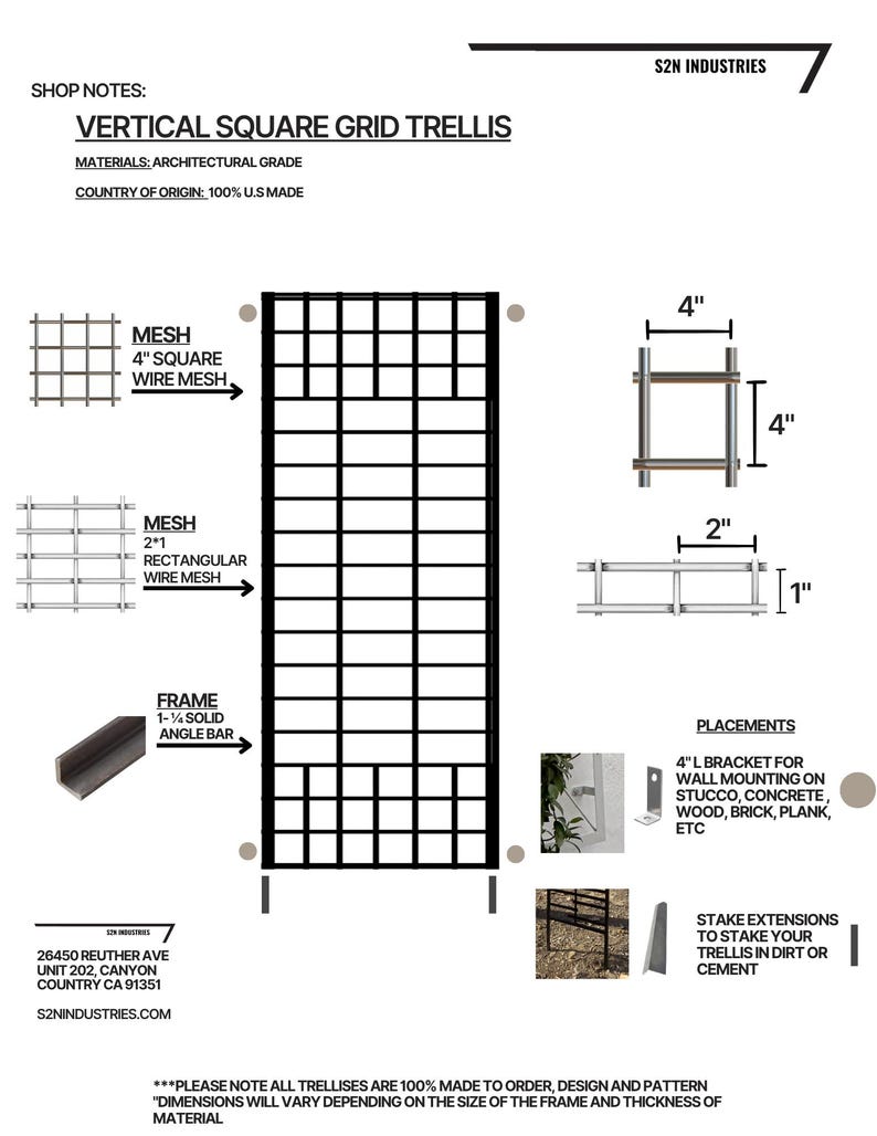 Vertical Square Grid Trellis Square Overlap Metal Trellis for Plant ...