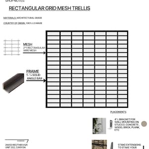 100% Solid Metal Rectangular Grid Trellis, Small Grid Rectangle Grid ...