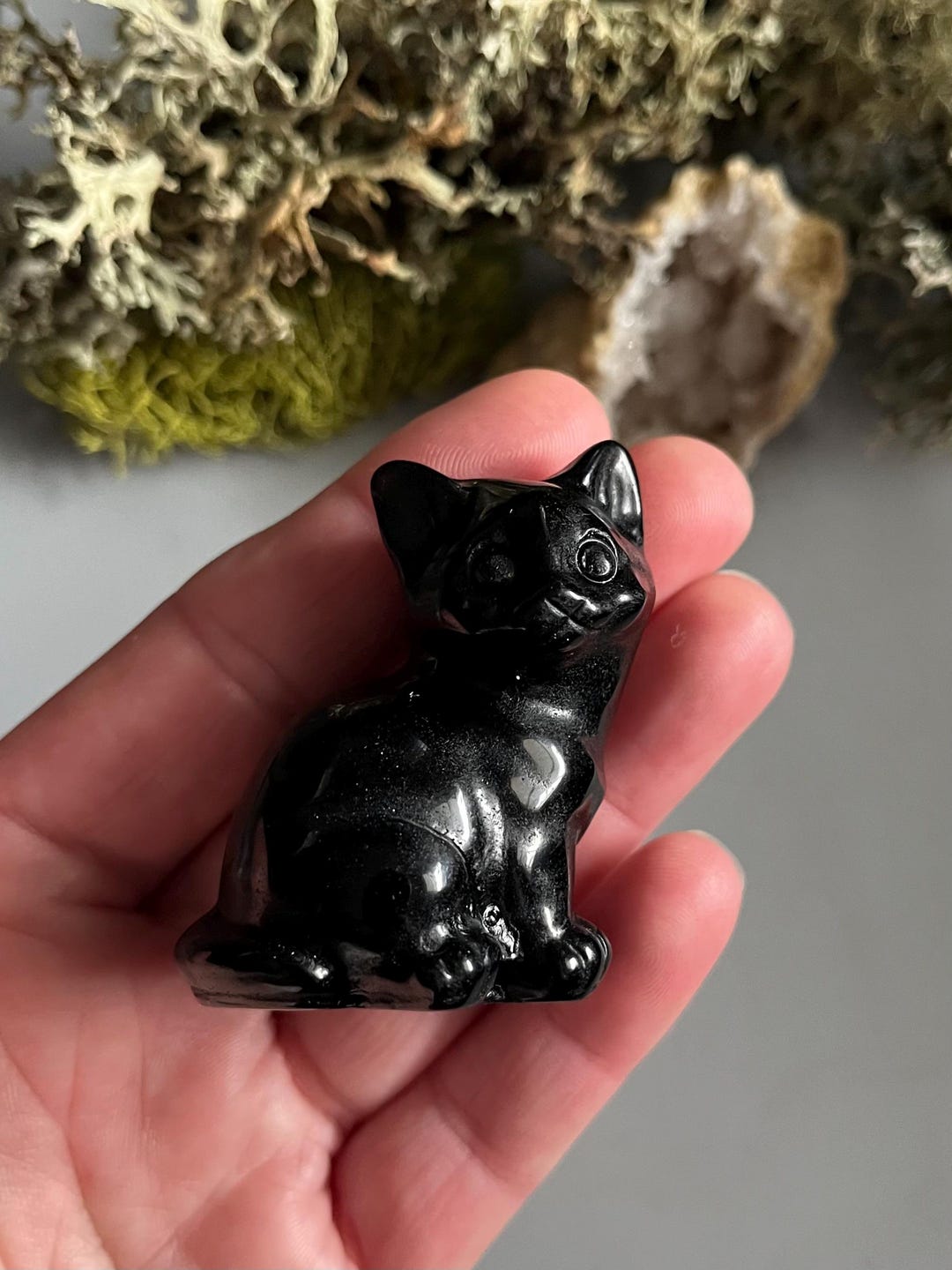 Obsidian Cat, Crystal for Protection, Cat Crystal Carving, Black Cat - Etsy