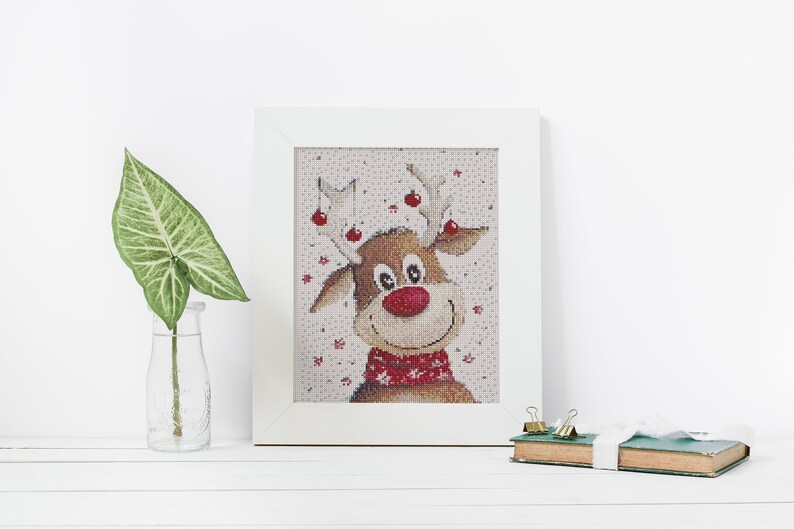 Rudolph Cross Stitch Christmas Patternreindeer Cross - Etsy