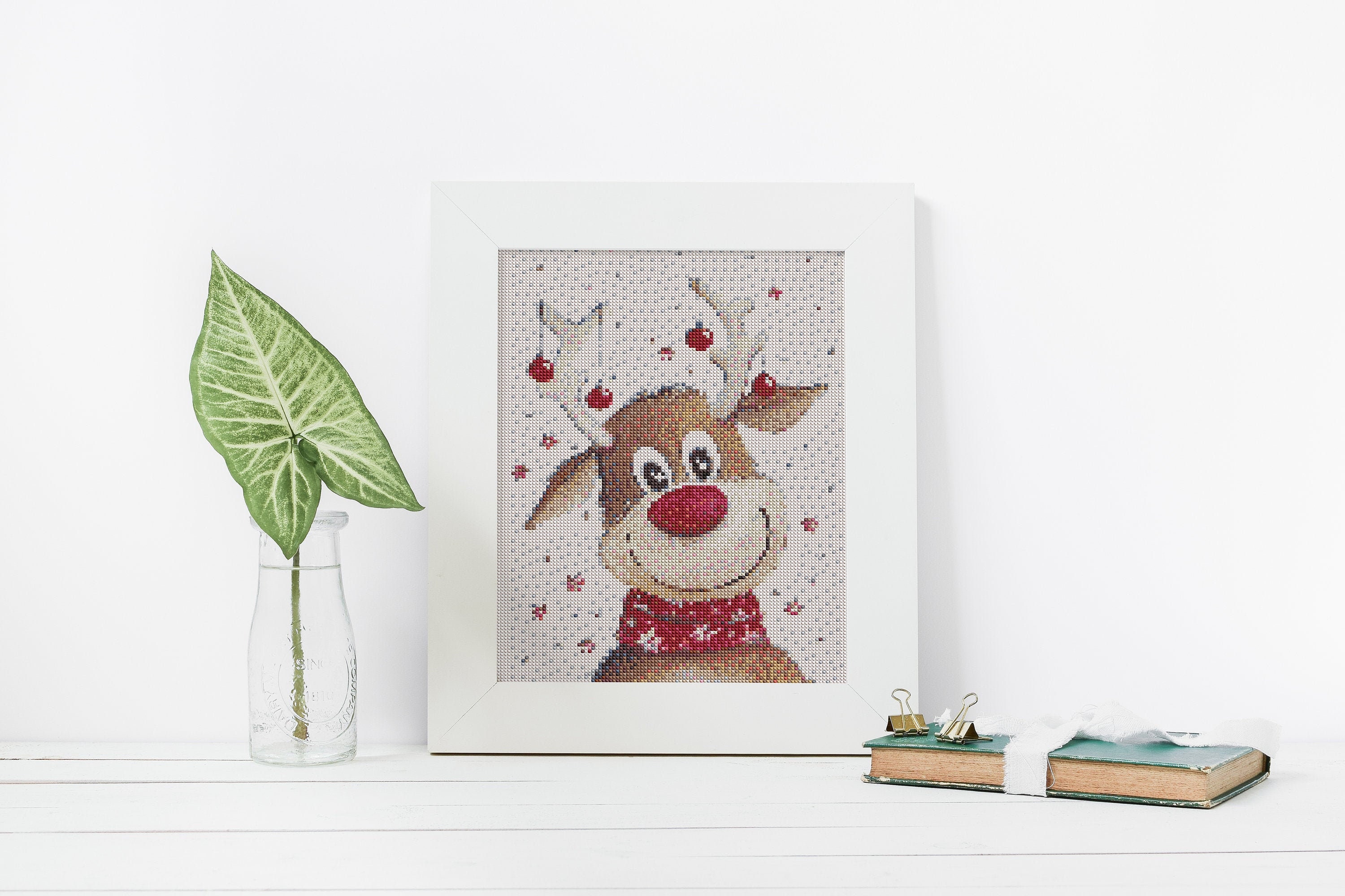 Rudolph Cross Stitch Christmas Patternreindeer Cross - Etsy