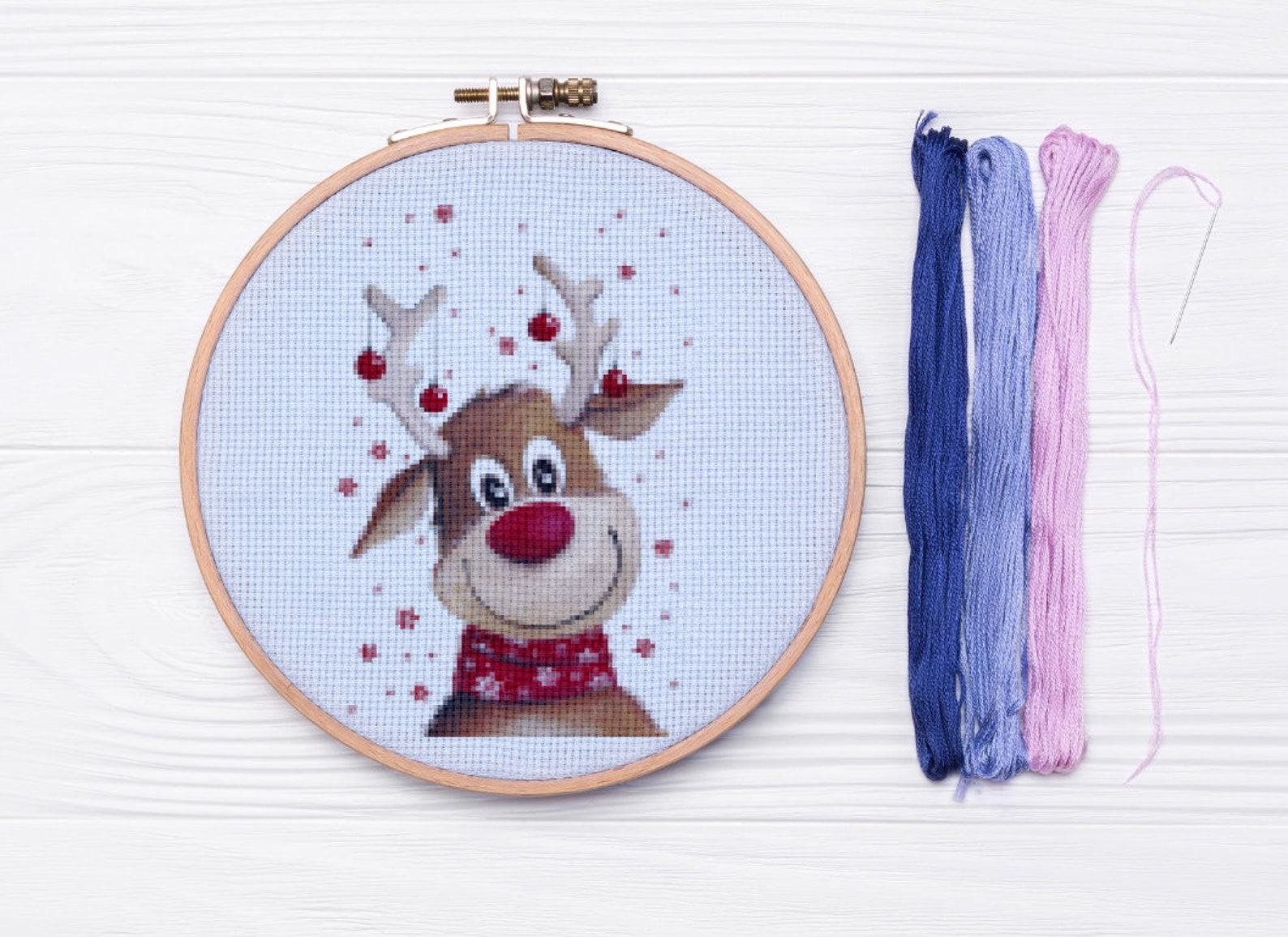 Rudolph Cross Stitch Christmas Patternreindeer Cross - Etsy