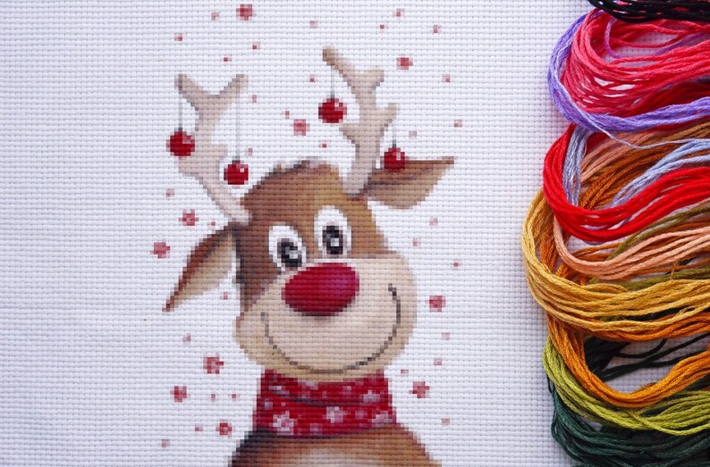 Rudolph Cross Stitch Christmas Patternreindeer Cross - Etsy