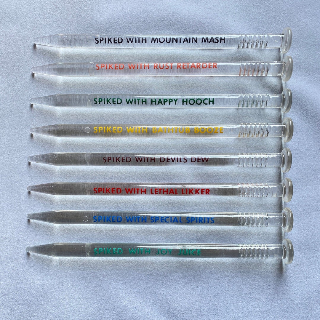 Set of Eight MCM Spike Swizzle Sticks With Funny Labels - Etsy