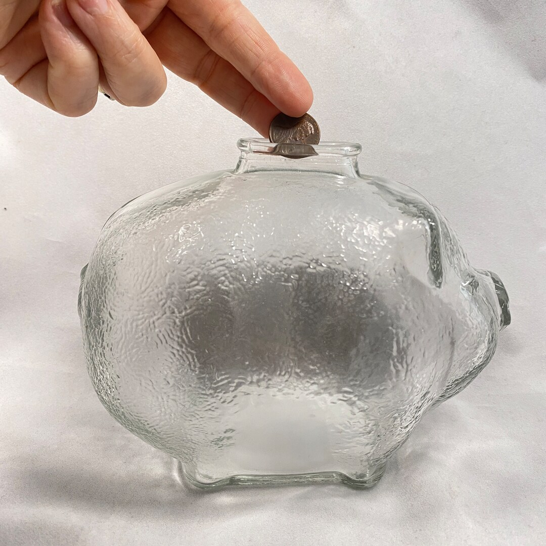 Clear Glass Vintage Piggy Bank - Etsy