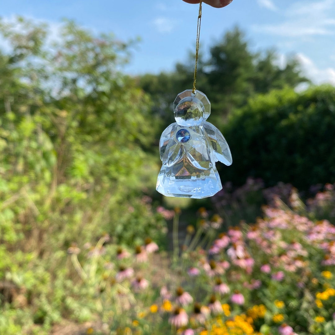 Small Clear Plastic Angel Ornament With Aquamarine Colored Birthstone ...