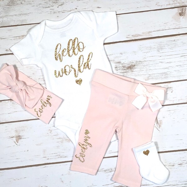 Hello World Newborn Outfit Girl - Etsy