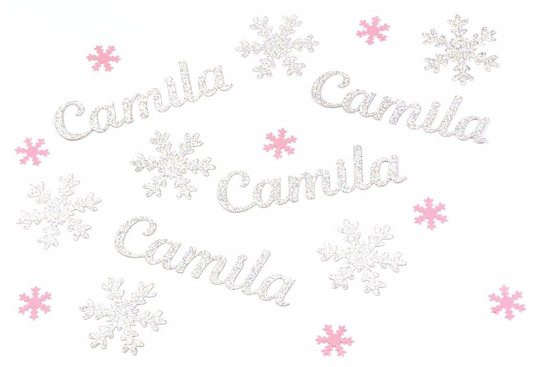 Custom Name Glitter Confetti, Personalized Snowflake Confetti, Silver ...