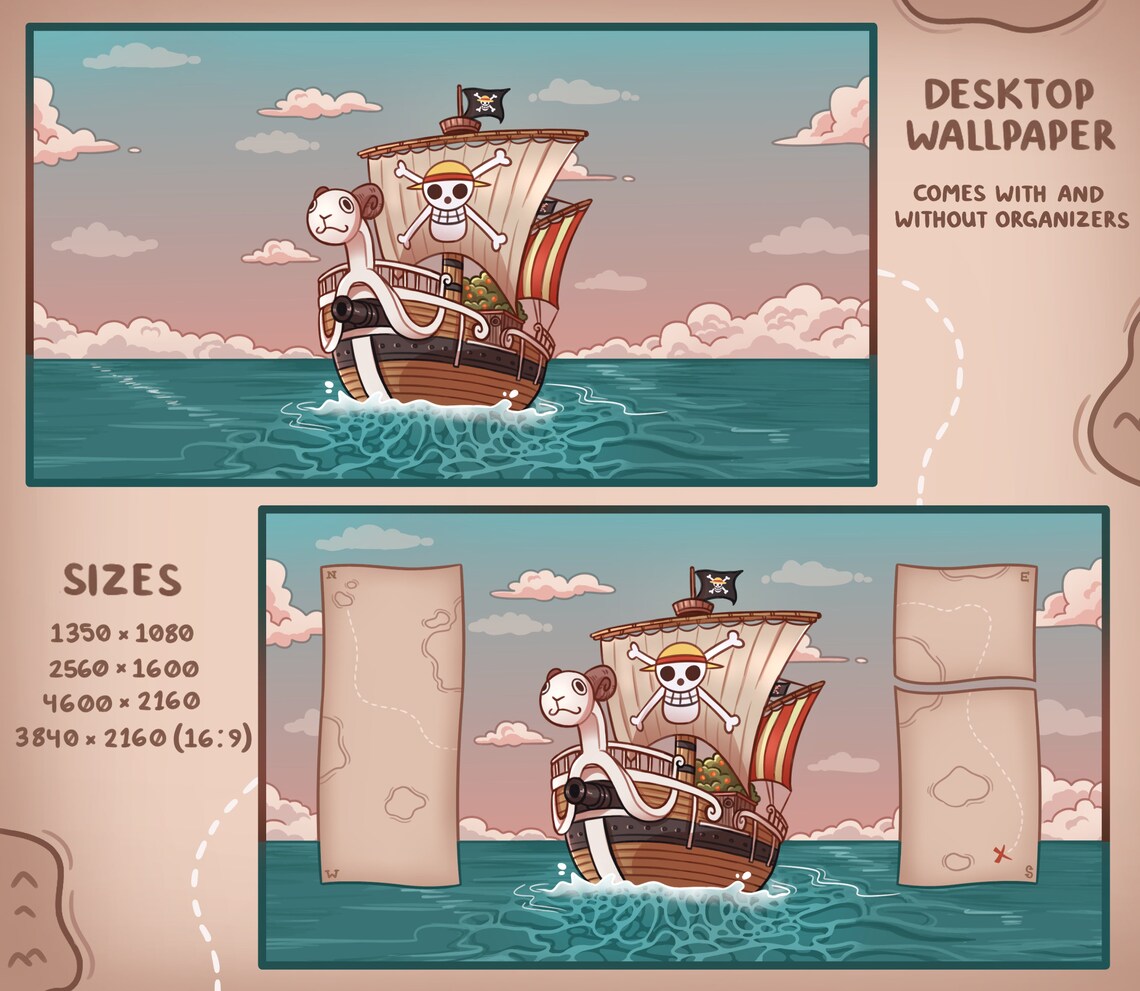 Pirate Anime Computer Desktop Theme Background Wallpaper Organizer Set ...