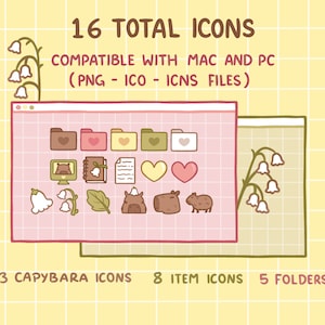 Capybara Computer Desktop Theme Background Wallpaper Organizer Set - Etsy