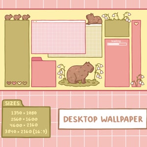 Capybara Computer Desktop Theme Background Wallpaper Organizer Set - Etsy