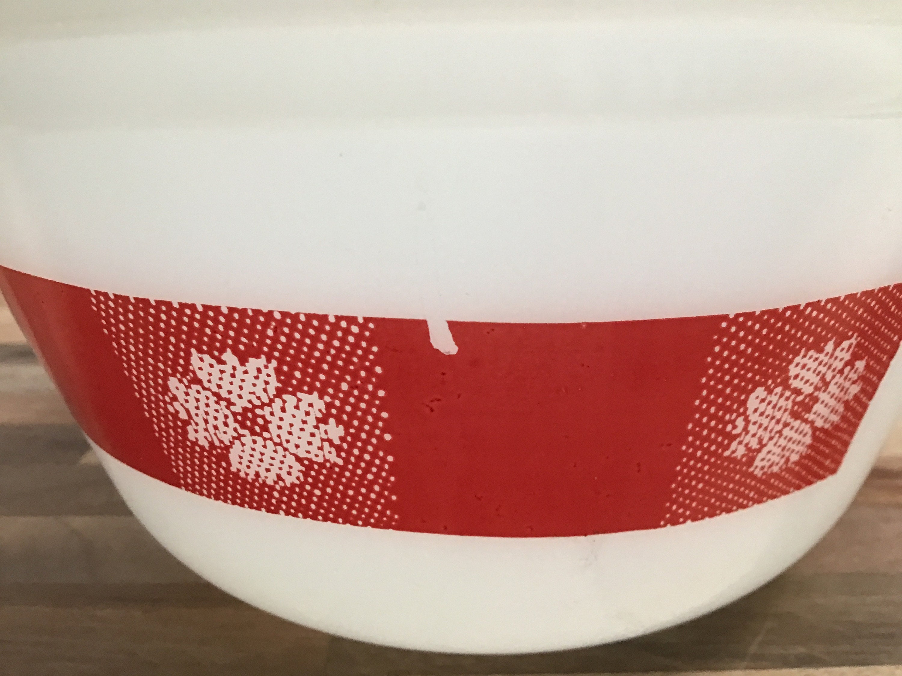 Vintage Federal Glass Company Red Gingham Milk Glass Bowl Etsy