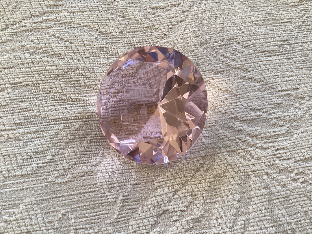 Pink Crystal Glass Diamond Shaped Paperweight With Washington, DC ...