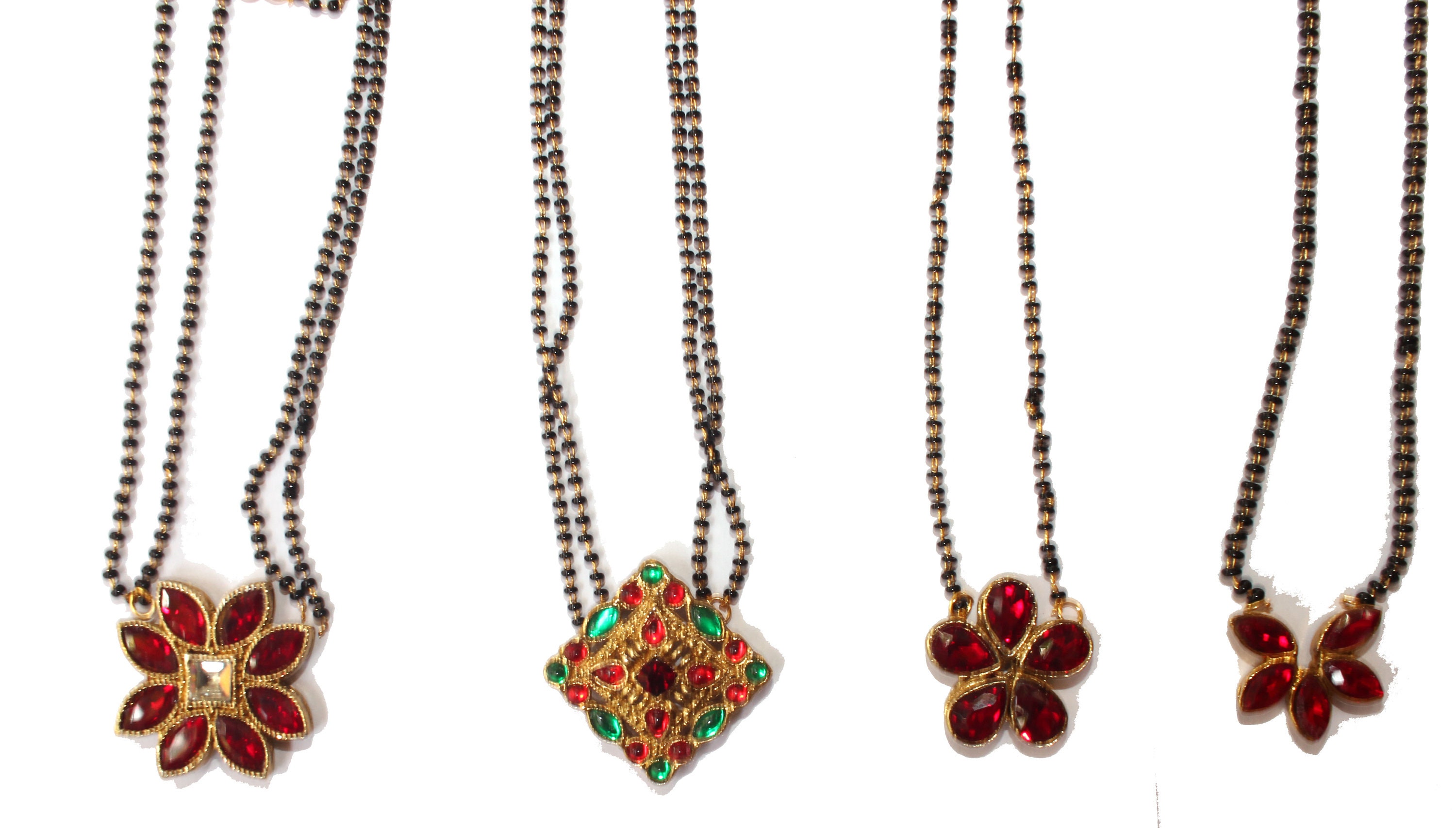 Mahabal Creations Sparkling Traditional Black Beads One Gram Gold ...